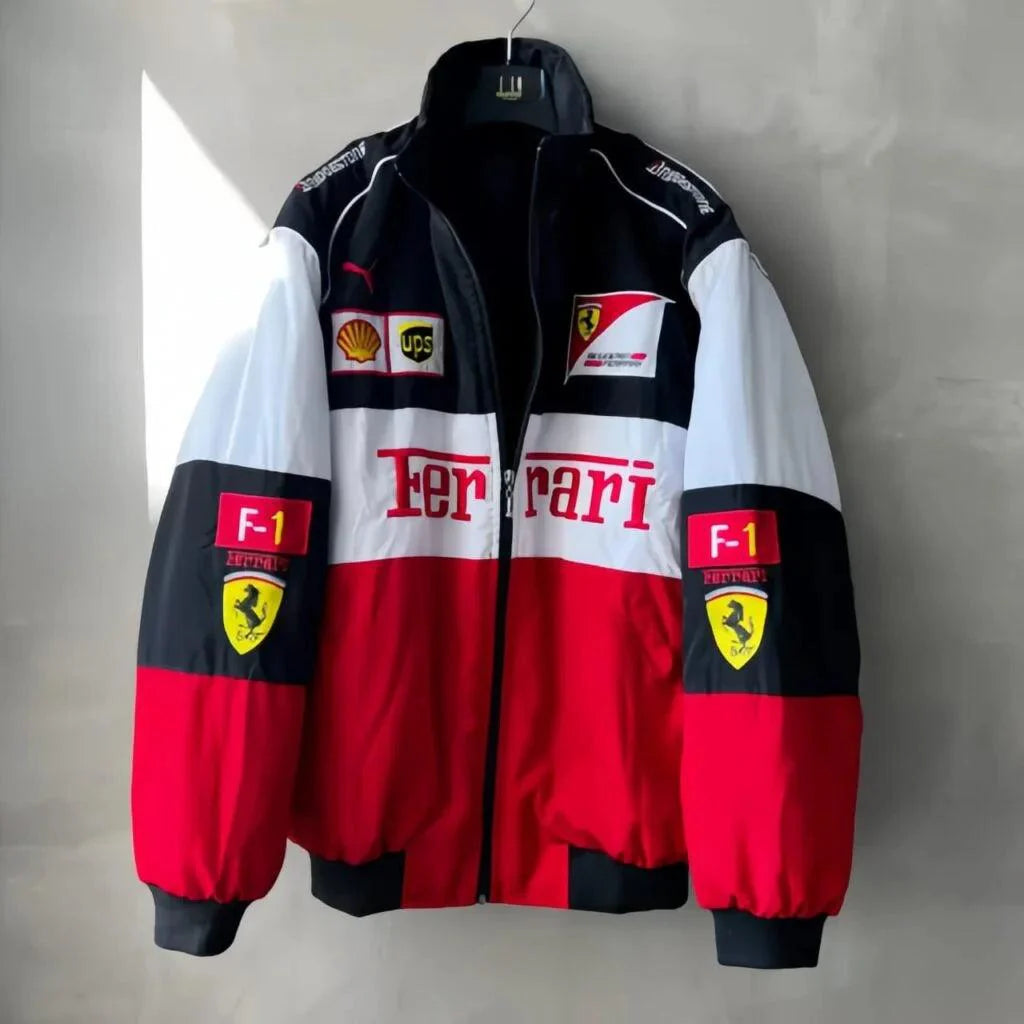 Ferrari F1 jacket Speed Enthusiast Vintage White & Red Racer Jacket ...